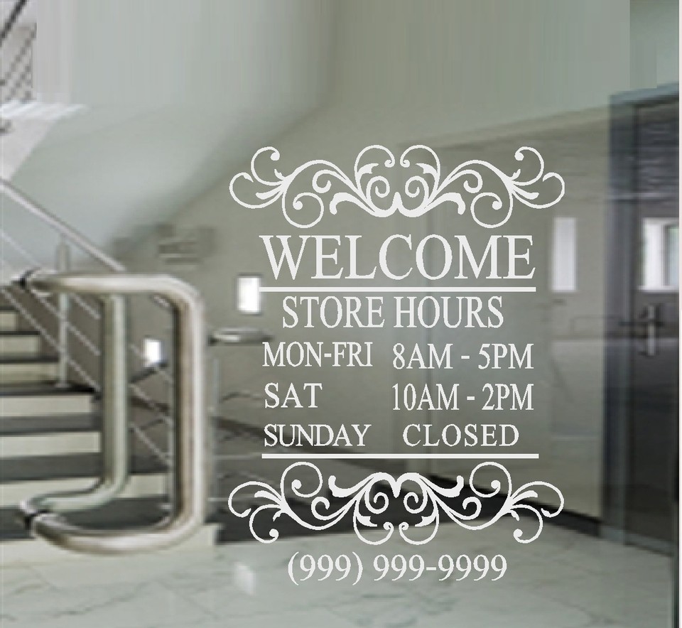 Custom Store Hours - Wall Decal or Window Decal | eBay