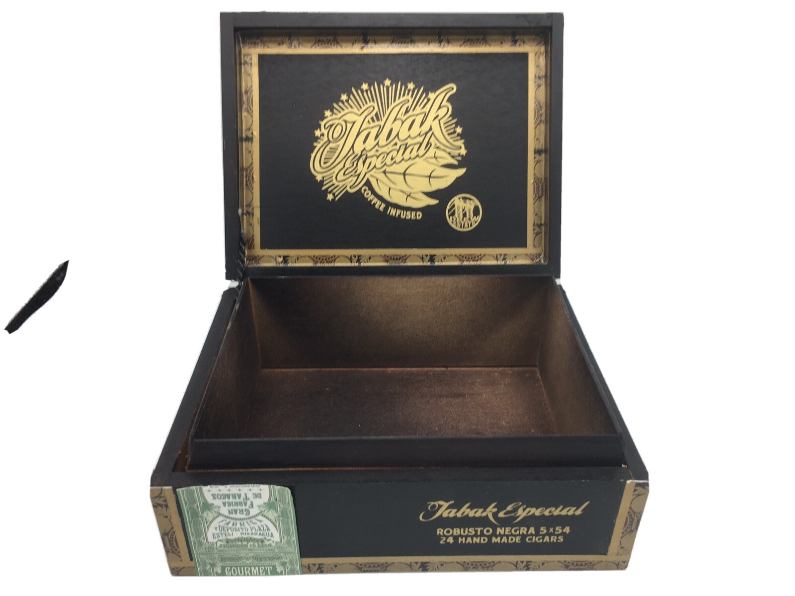 Tabak Special Coffee Infused Cigar Box Solid Wood Chain Hinged Robusto ...