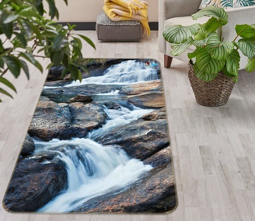 3D Waterfall River Stones ZHUA829 Game Non Slip Rug Mat Photo Carpet ...
