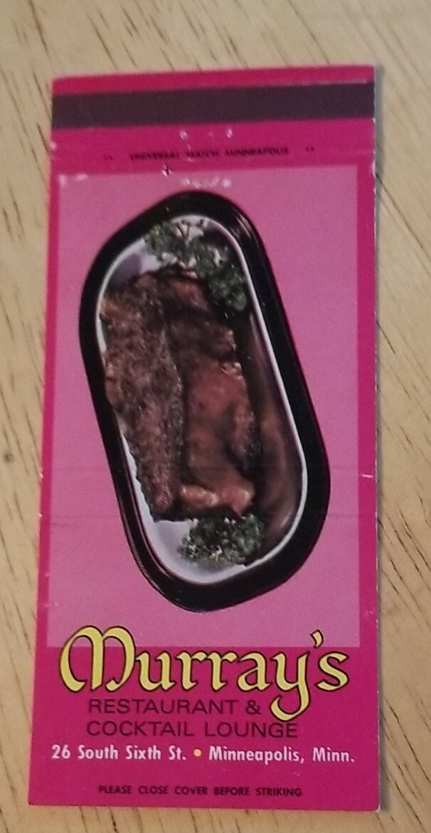 Vintage Matchbook ephemera Murray's Restaurant Cocktail Lounge ...