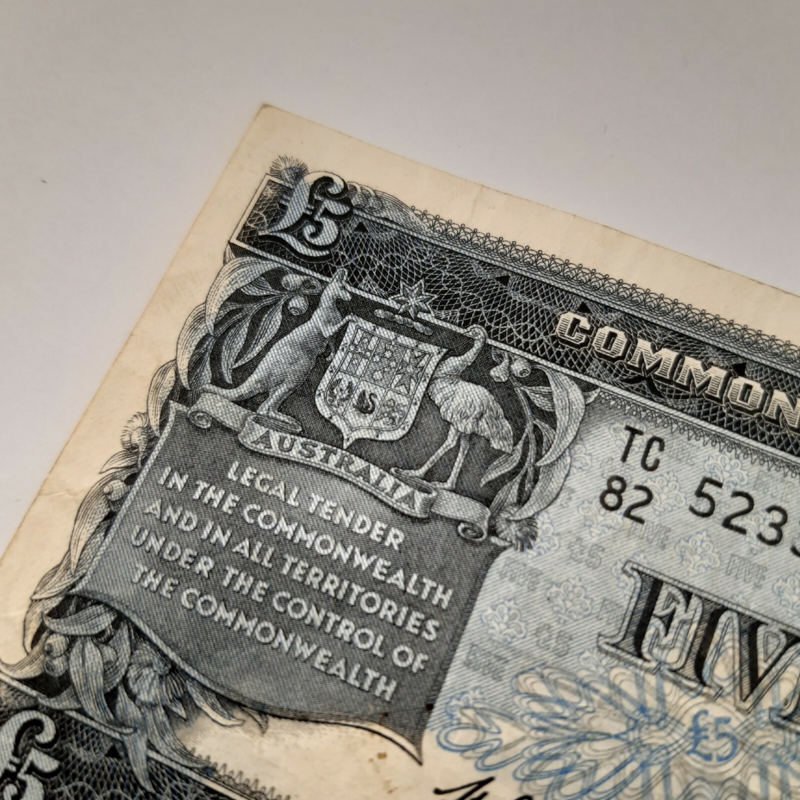 1954 Australian Five Pounds £5 Coombs Wilson Reserve Commonwealth Note ...