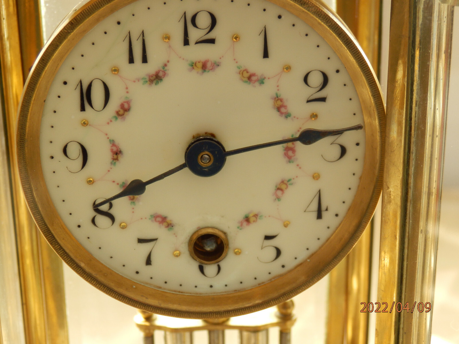 Four glass, brass clock, small size, case in good order | eBay UK