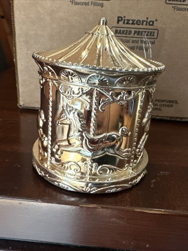 Vintage 3.5 Inch Silver Plated Carousel Coin Bank | eBay
