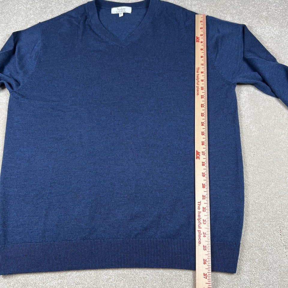 Turnbury Extra Fine Merino Wool V Neck Sweater Blue Men's Large | eBay