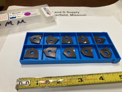 Pack of 10, Millstar BD-20-N-0.5, CM043, HSN, Carbide Milling Inserts ...
