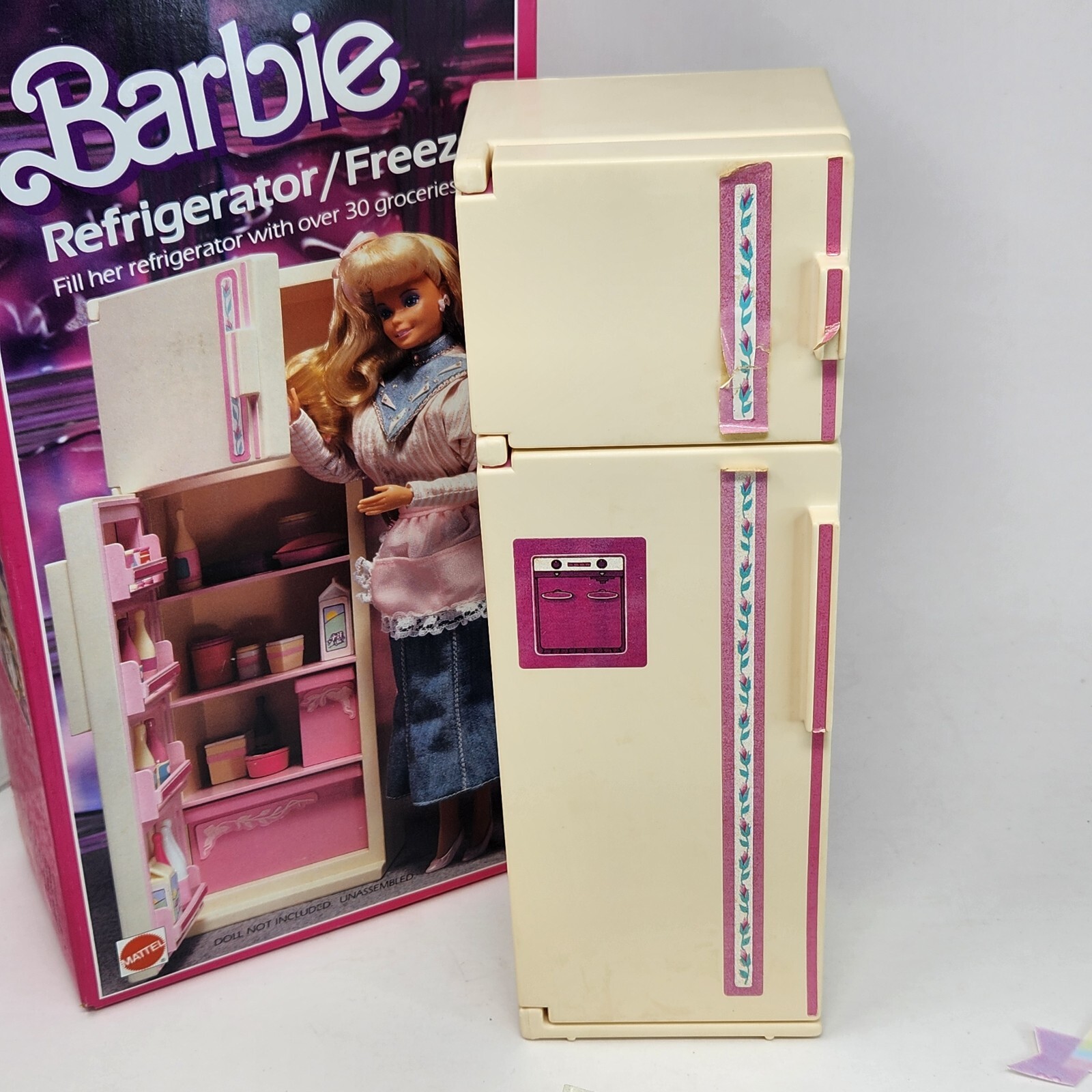 VINTAGE 1987 MATTEL BARBIE SWEET ROSES REFRIGERATOR FRIDGE FREEZER ...
