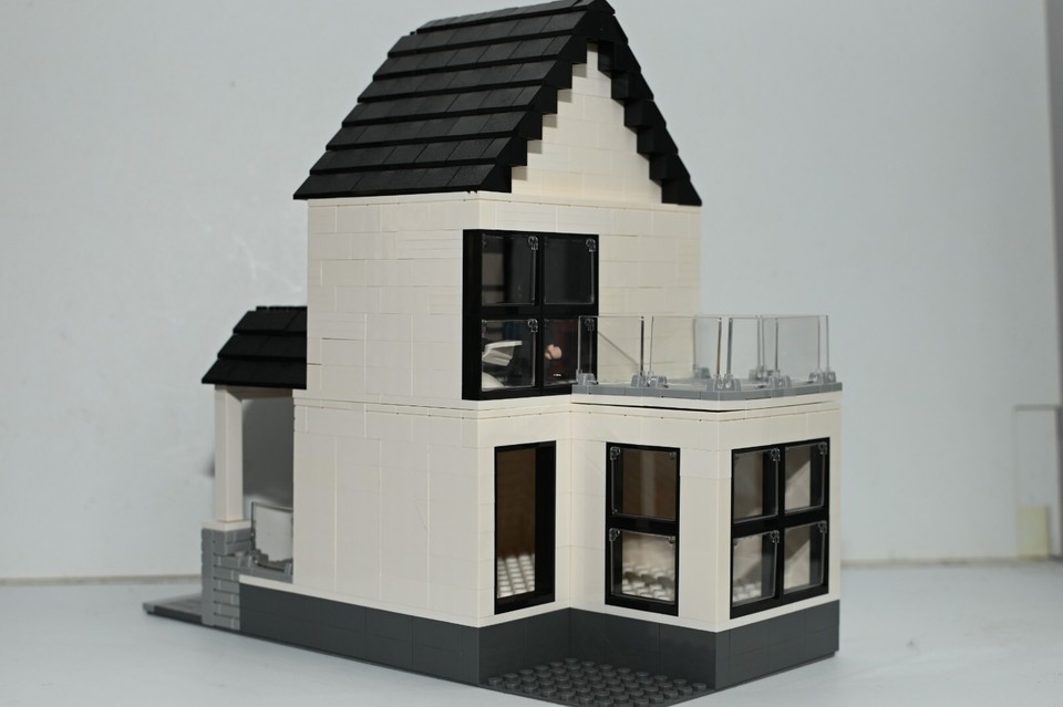 Brick House White Masonry Modular City Custom Model Built compatible ...