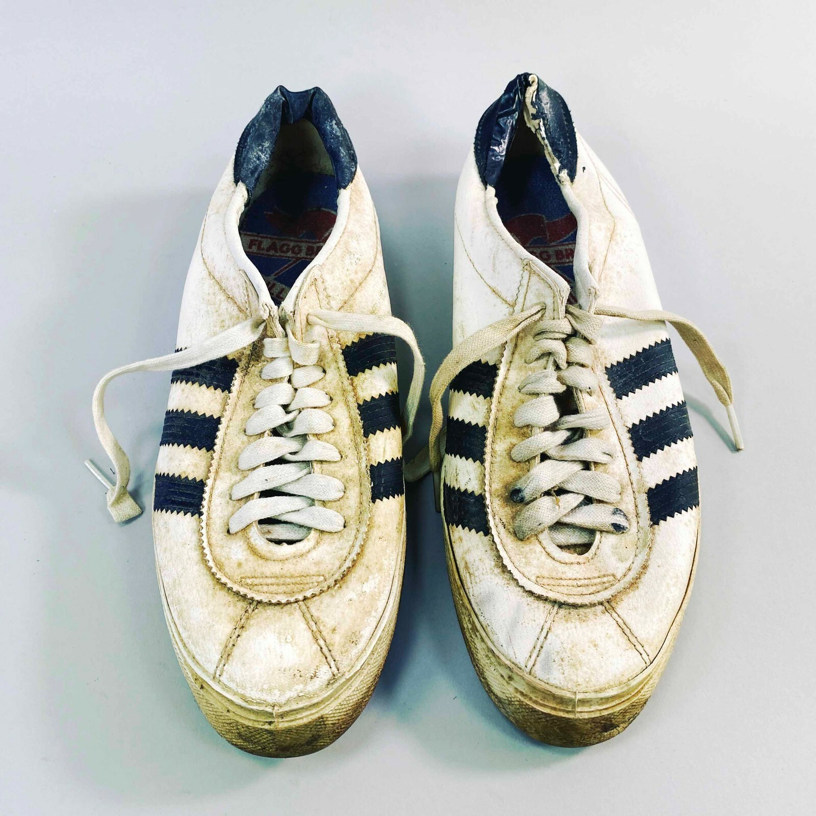 Vintage 60s 70s Flagg Brothers White Sneakers 3 Strip… - Gem