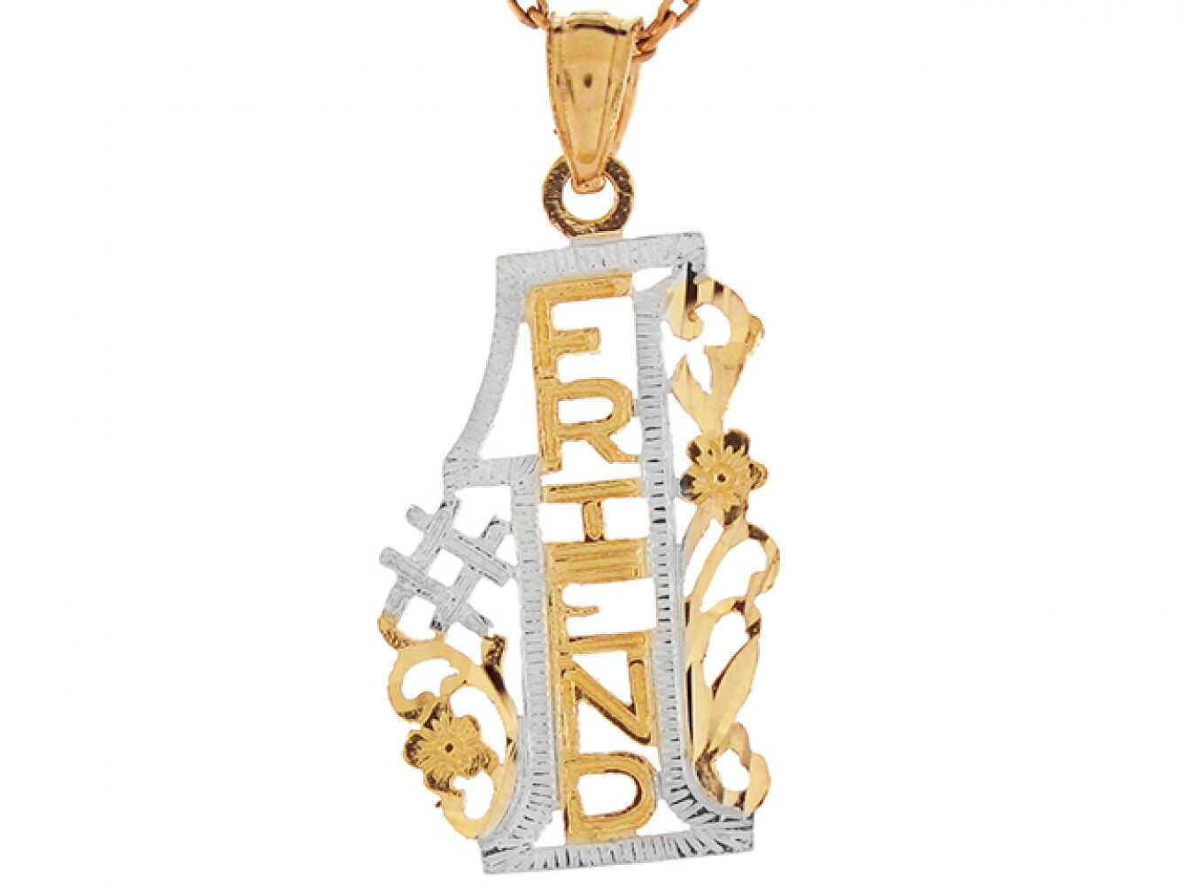 10k or 14k Real Two Tone Gold Number One Friend Cute Ladies Pendant | eBay