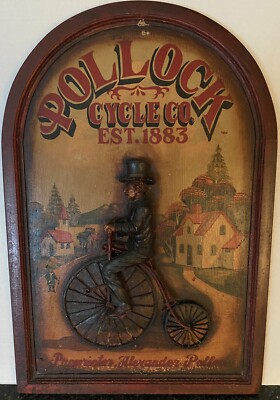 Pollock Cycle Co. Vintage 3D Wood Sign/plaque 16” W X 24”H Bar/Man Cave ...