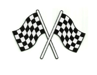 Racing - Embroidered Checkered Crossed Flags Iron On Patch - Sports | eBay