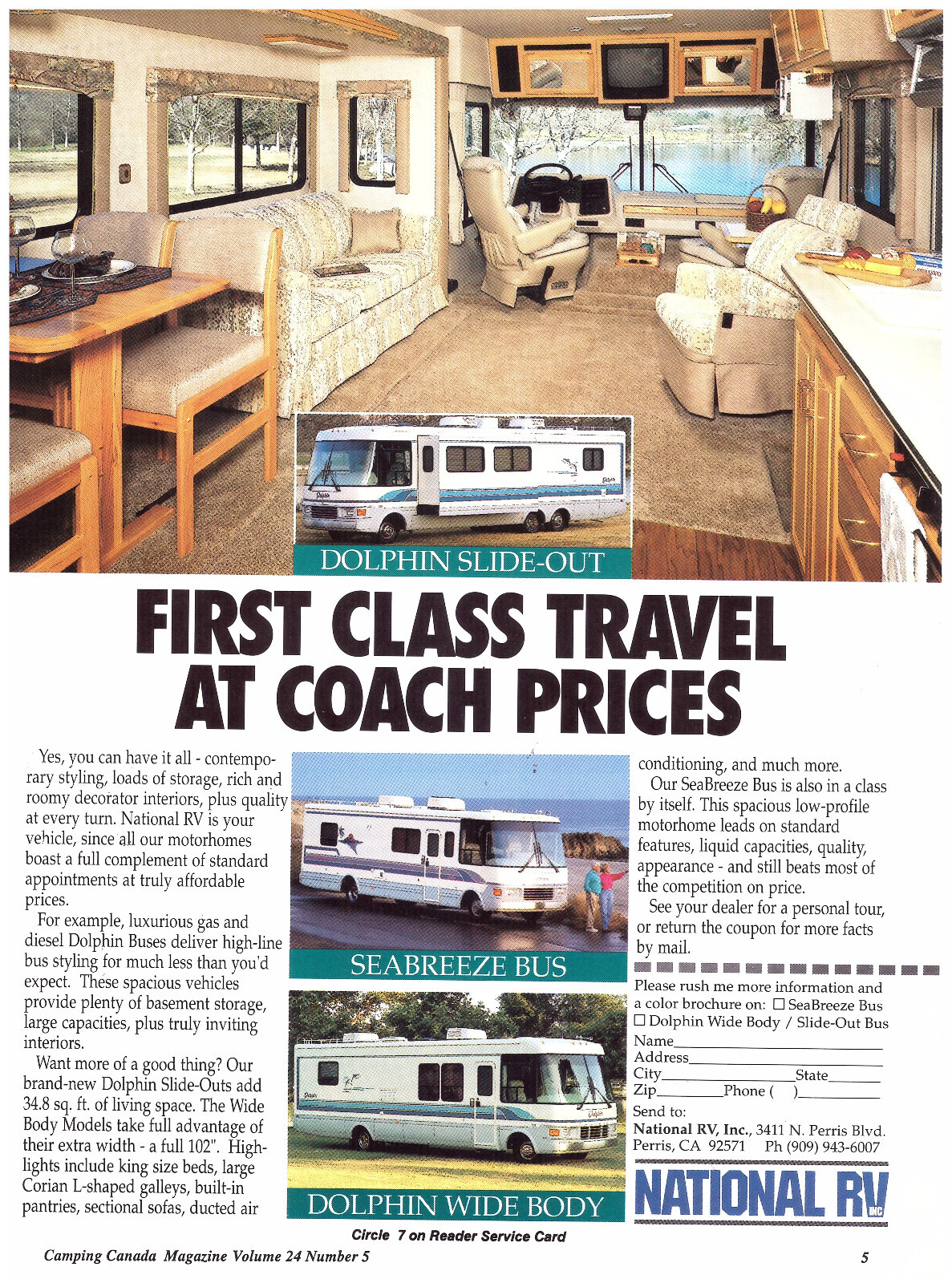 '95 National RV Model Motorhomes, Inforamtive Canadian Issue Magazine ...