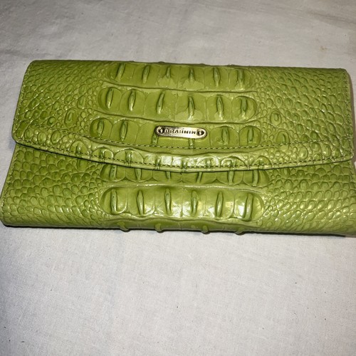 Brahmin Veronica Lime Green Melbourne Trifold Wallet leather Pre-owned ...