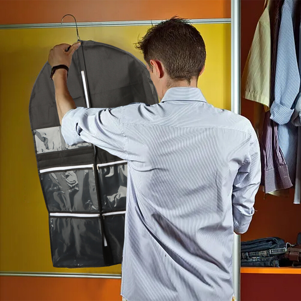 2pcs Garment Bag Suit Dustproof Dress Jackets Storage For Travel With 4 ...