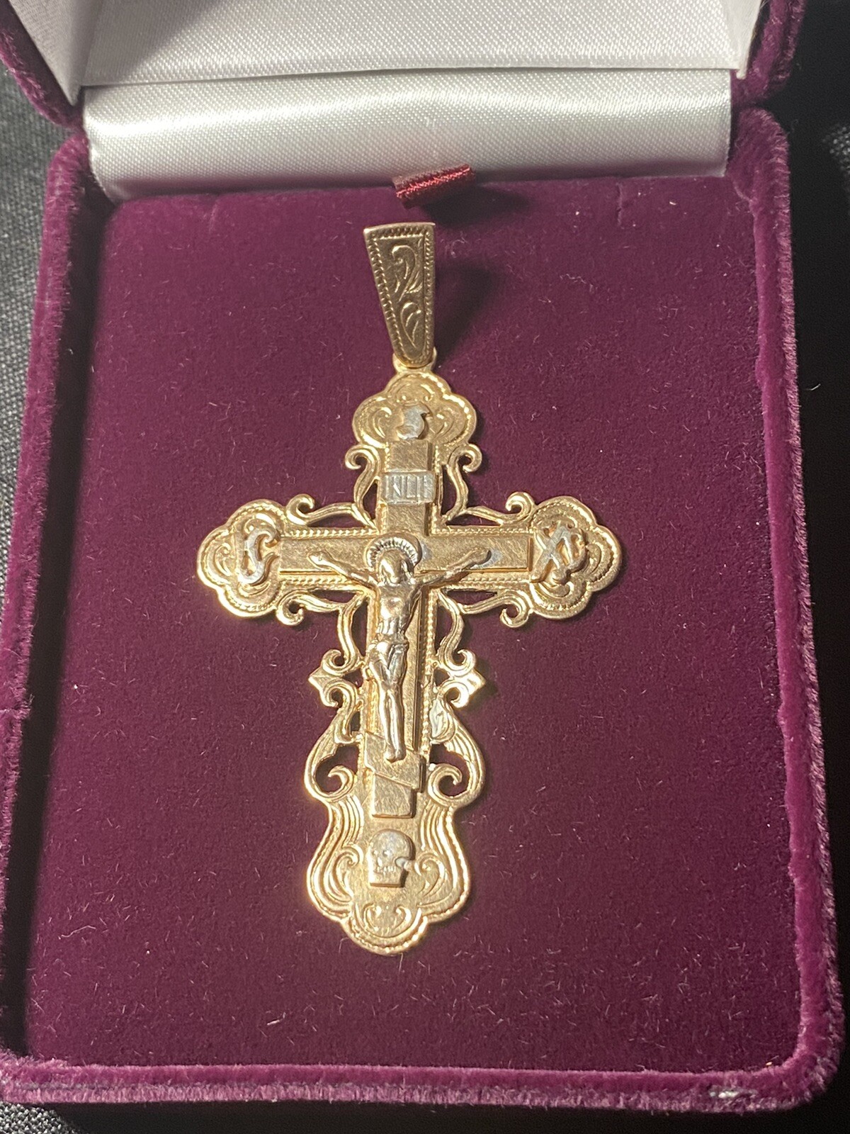 Russian Golden Orthodox cross. 14K (585) - Gem