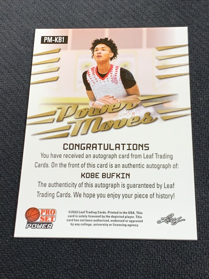 2021-22 Kobe Bufkin Leaf Pro Set Power Power Moves #PM-KB1 Auto Hawks ...