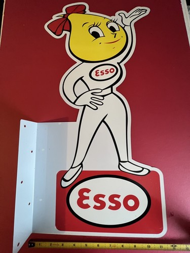 ESSO MOTOR OIL DROP GIRL DIECUT METAL FLANGE SIGN DIECUT OLD STYLE | eBay