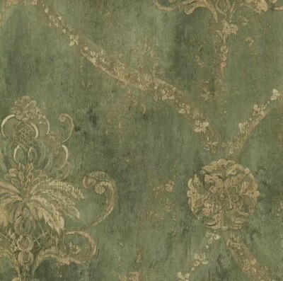 CH22568 Norwall Grand Chateau Manor House Regal Damask Green Beige ...