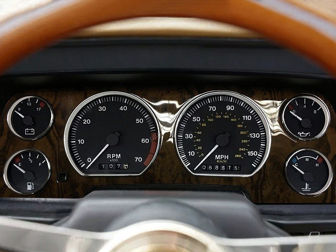 For Jaguar XJS XJ-S 92-96 Chrome Cluster Gauge Dashboard Rings Speedo ...