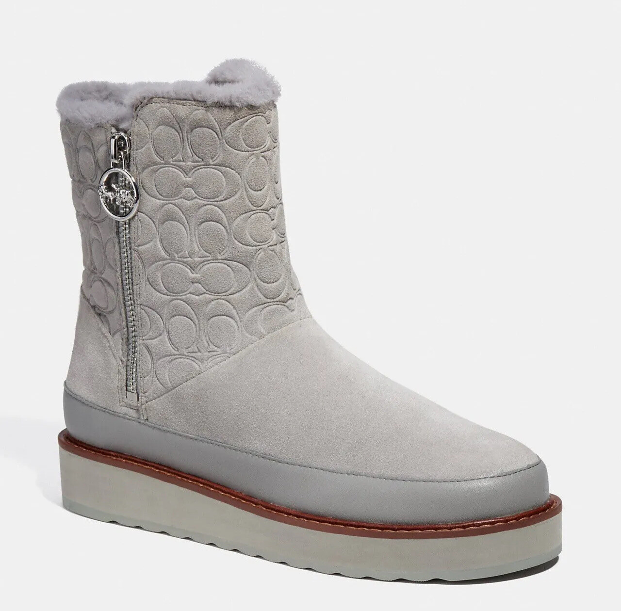 Coach Isa Monogram Suede Faux Fur Lined Boot Washed Steel 7.5 for sale ...