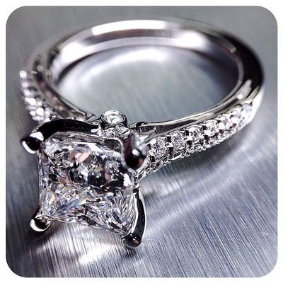 1.80 Ct Princess Cut Diamond U-Setting Round Accents Engagement Ring F ...