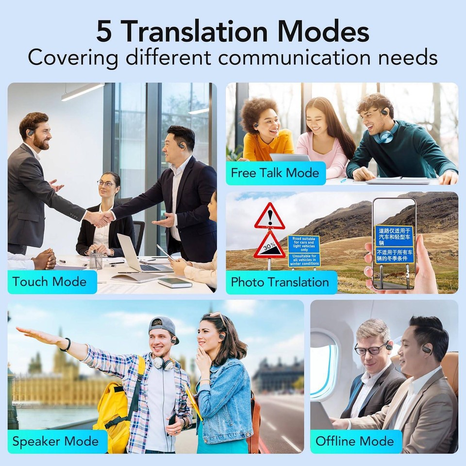 Language Translator Earbuds 144 Languages Translation Bluetooth Music ...