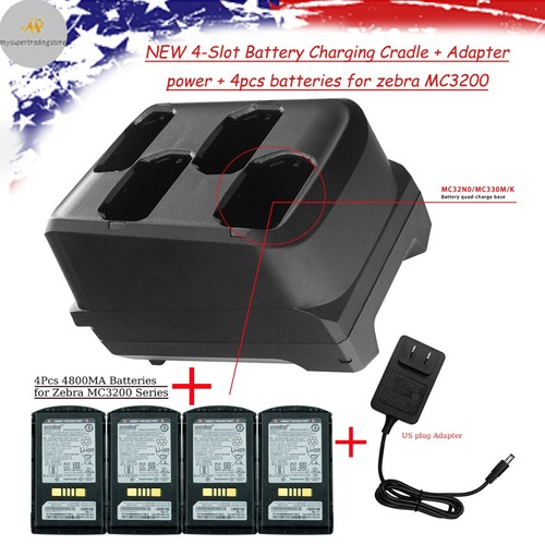 4-Slot Battery Charging Cradle + Adapter power + 4pcs batteries for ...