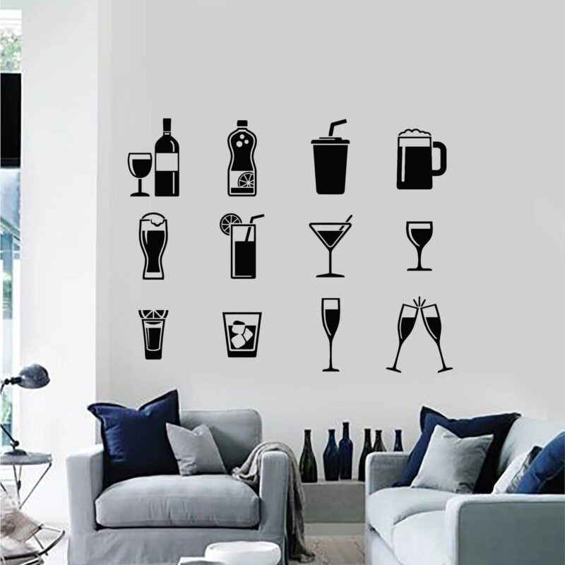 bar wall stickers beverage alcohol restaurant art decoration tavern ...