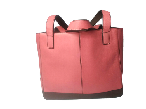 Day-Timer Leather Tote Pink Ribbon Carry All Small Handbag | eBay