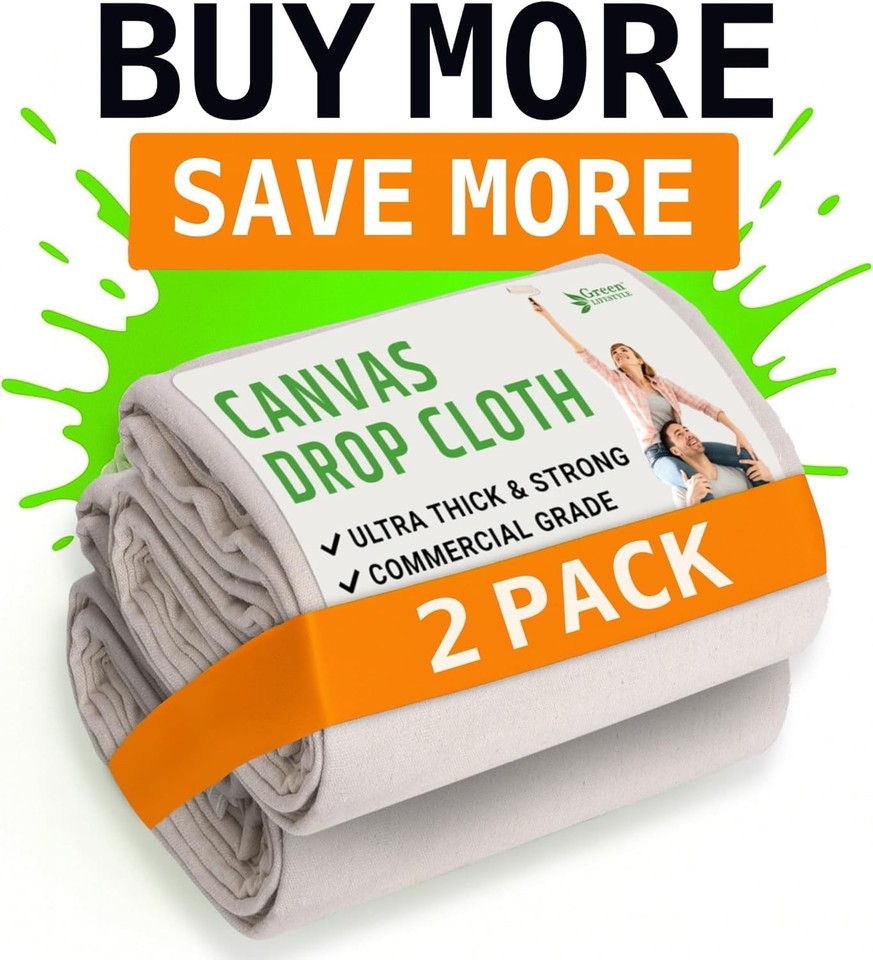 All Purpose Canvas Drop Cloths - Drop Cloth for Painting, Floor Cover ...