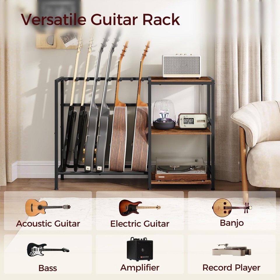 Guitar Stand, Guitar Holder for 6 String Instruments, Suitable for ...
