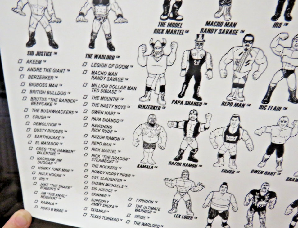 Vintage WWF Wrestling Figure Collector’s Checklist poster Hasbro Titan ...