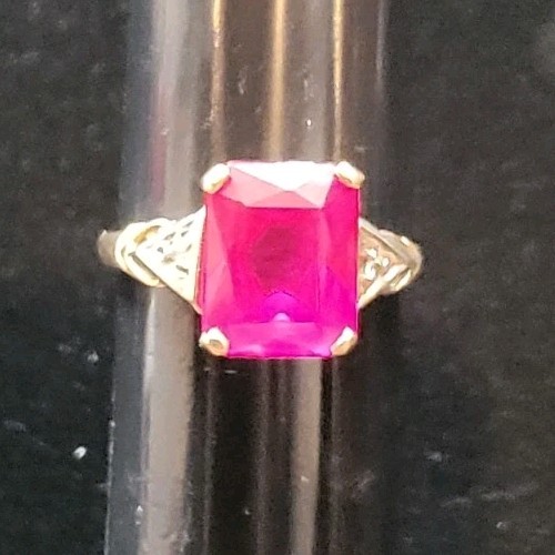 10k Yellow Gold Lab Created Ruby Ring Sz 7 2.7 Grams | eBay