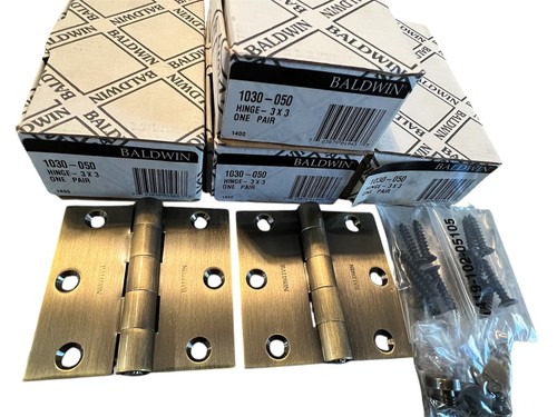 4 Pairs (8) New Baldwin 3" x 3" Hinges Satin Brass/Black Finish 1030-050 | eBay