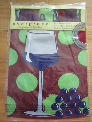 Wine Glass Small Flag Wine A Bit Whine Grapes 13x18 reversible Small ...