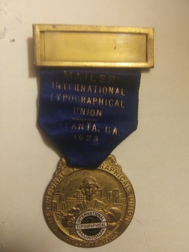 Medal 1923 Atlanta international typographical union convention | eBay