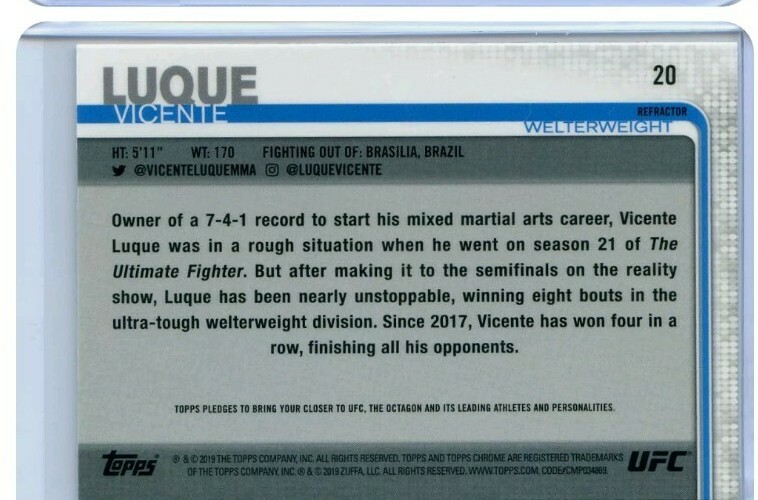 2019 Topps UFC Chrome Vicente Luque RC MMA 1st Rookie Card Refractor | eBay
