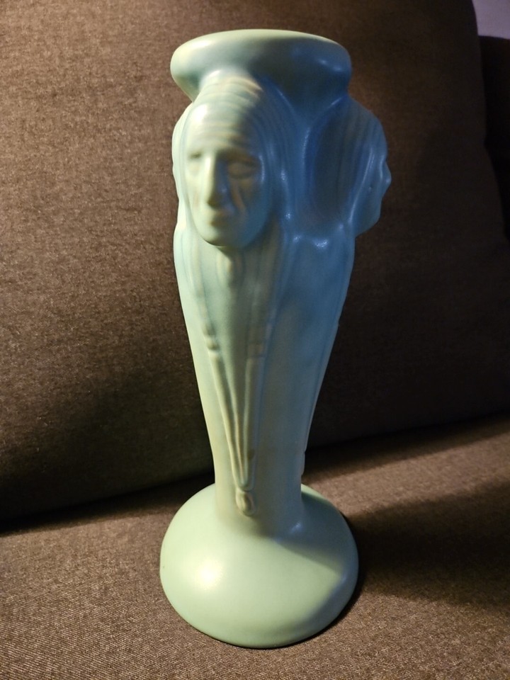 Van Briggle Pottery/Vase, 3 Different Indian Faces/ Rare, Beautiful ...