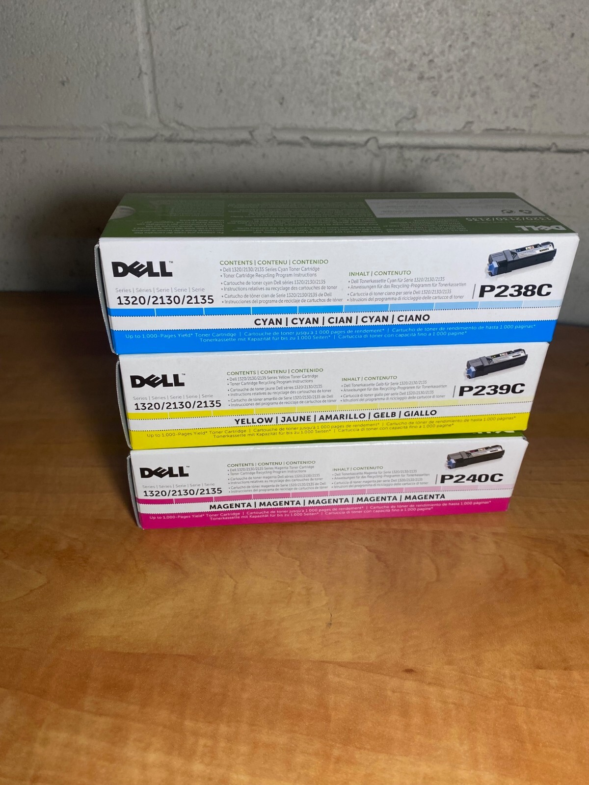 3pk NEW SEAL! GENUINE Dell 1320 2130 2135 Cyan Magenta Yellow Toner ...