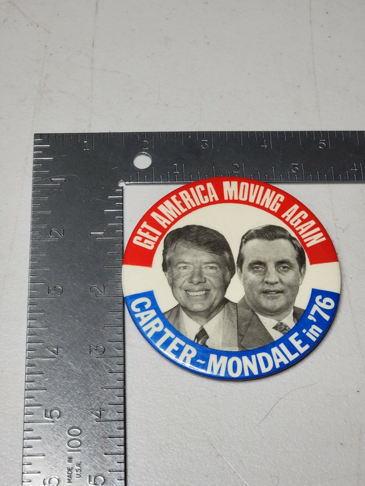 R Carter Mondale in '76 Political Button get America moving again | eBay