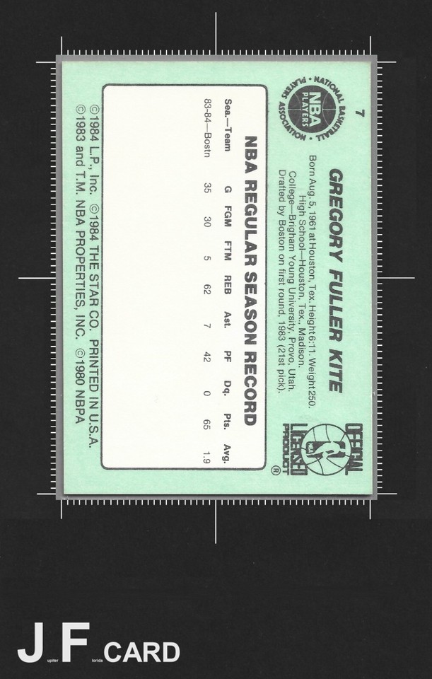 1984-85 Star Set Break #7 Greg Kite | eBay