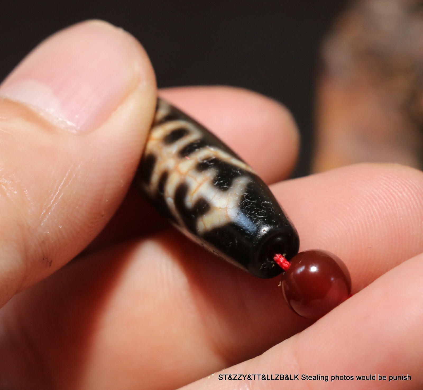 Energy Tibetan Old Agate Oily Patina SHOU Longevity Fortune Bat dZi ...