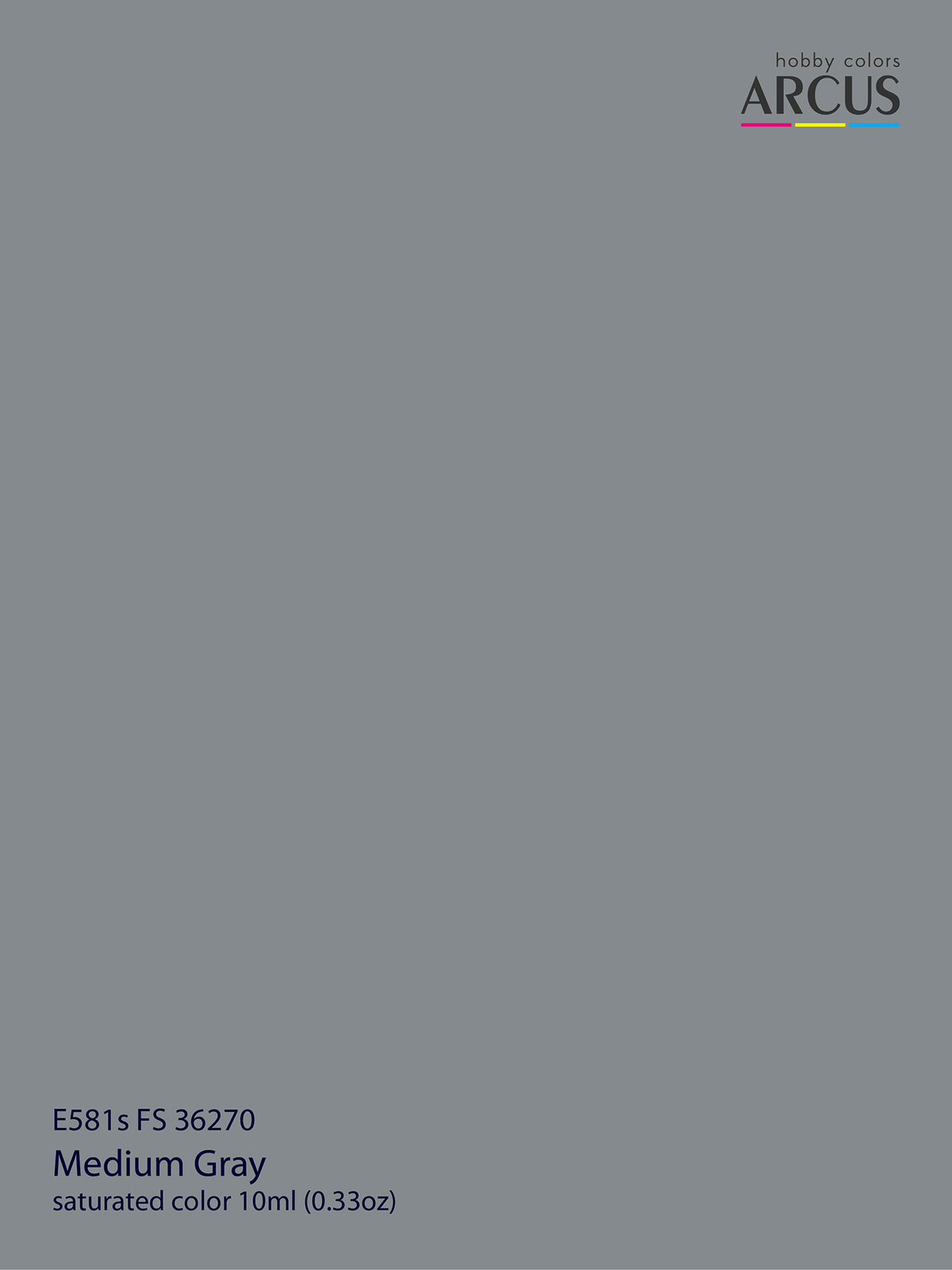 Arcus 581 Enamel paint USAF FS 36270 Medium Gray Saturated color 10ml ...