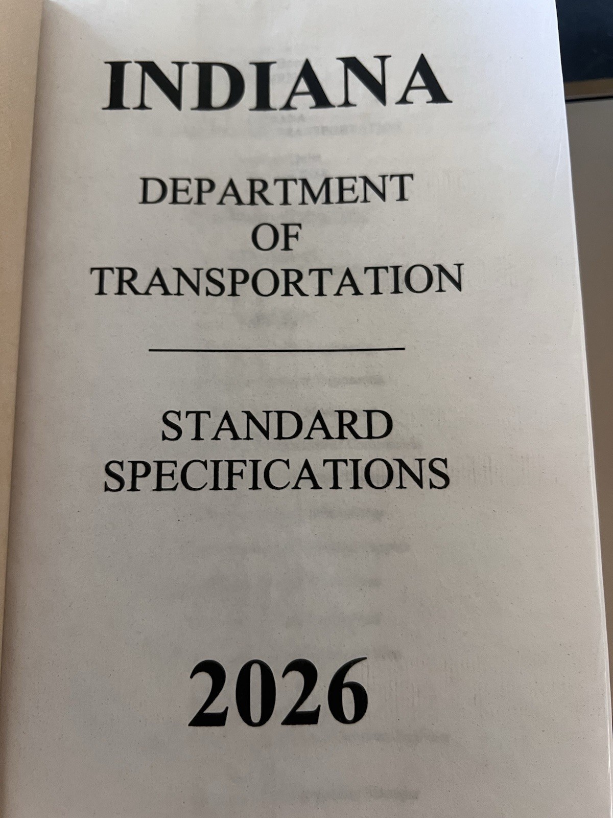 Indiana Department Of Transportation, Standard Specifications 2026 ...