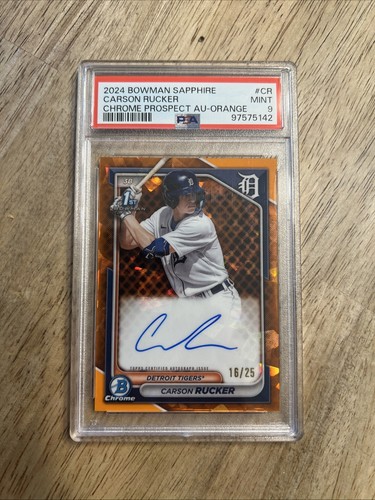 2024 Bowman Chrome Carson Rucker 1st Orange /25 SP Detroit Tigers PSA 9 ...