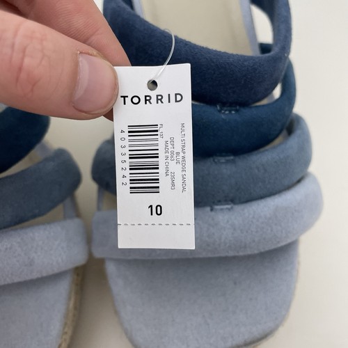 TORRID MULTI STRAP WEDGE SANDAL Beachy Blue Women’s 10 Espadrille 0063 ...