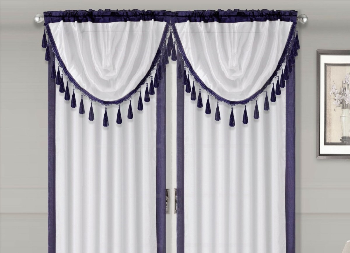 Navy Blue Curtains With White Border