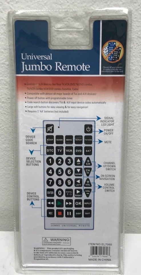 Jumbo Universal Remote Control | eBay