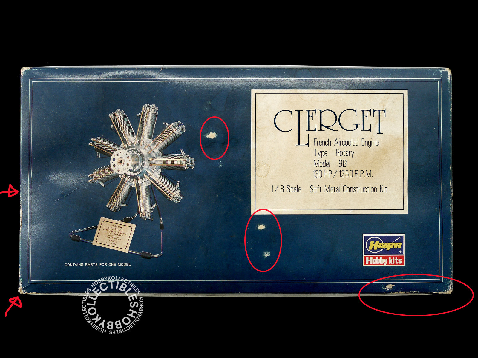 Hasegawa 1/8 French AirCooled Rotary Engine Clerget 9B Metal Model Kit ...