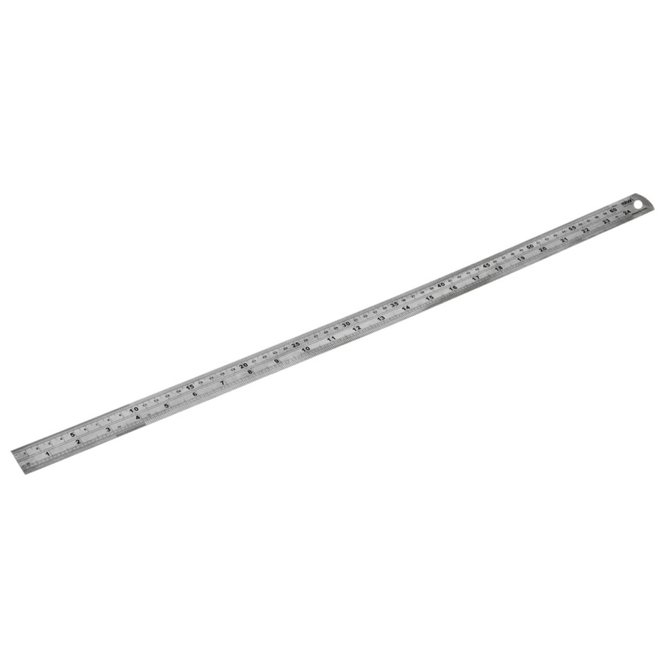 Rolson Long Ruler Stainless Steel Metric Imperial 60cm Straight Edge ...